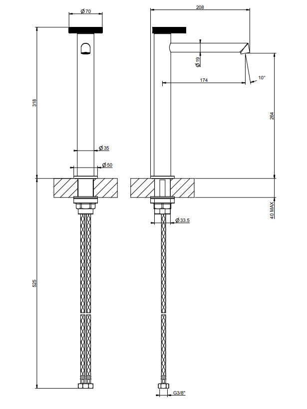 Miscelatore Lavabo alto Gessi serie Anello bocca lunga cod.63306 senza ...